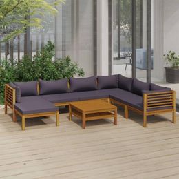 8-tlg. Garten-Lounge-Set,Gartenmöbel-Set mit Auflage Massivholz Akazie vidaXL