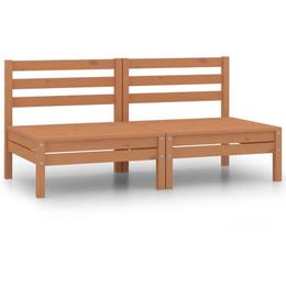 2 Stk. Garten-Mittelsofas,Gartensofa Honigbraun Massivholz Kiefer vidaXL