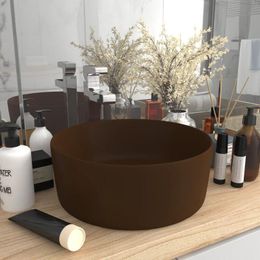 Luxuriöses Waschbecken,Handwaschbecken Rund Matt Dunkelbraun 40x15 cm Keramik vidaXL