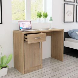 Bonnevie - Computertisch,Schreibtisch mit Schublade und Schrank Eiche 100x40x73 cm vidaXL