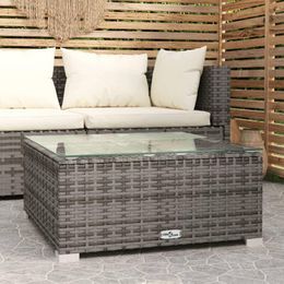 Garten-Couchtisch Garten-Beistelltische Grau 60x60x30 cm Poly Rattan und Glas vidaXL