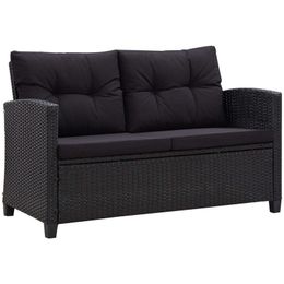 2-Sitzer-Gartensofa,Lounge-Sofa mit Kissen Schwarz 124 cm Poly Rattan vidaXL