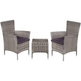 Bonnevie - 3-tlg. Bistro-Set Poly Rattan Grau vidaXL514325