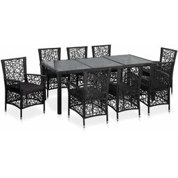 9-tlg. Garten-Essgruppe,Gartenmöbel Set Poly Rattan Schwarz vidaXL