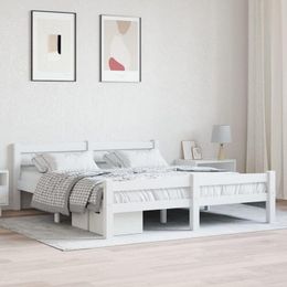 Massivholzbett,Schlafzimmerbett,Doppelbett Weiß Kiefer 160x200 cm vidaXL