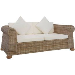 Bonnevie - 2-Sitzer-Sofa,Sofas gerade mit Kissen Natur Rattan vidaXL