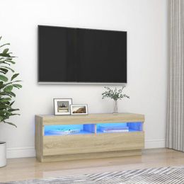 Bonnevie - TV-Schrank,TV-Möbel mit LED-Leuchten Sonoma-Eiche 100x35x40 cm vidaXL
