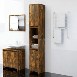 Bonnevie - Badezimmerschrank,Badschrank Räuchereiche 30x30x183,5 cm Holzwerkstoff vidaXL