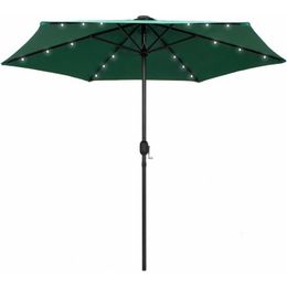 Bonnevie - Sonnenschirm,Gartenschirm mit LED-Leuchten & Aluminium-Mast 270 cm Grün vidaXL