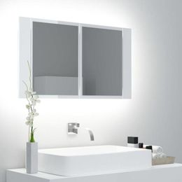 Bonnevie - LED-Bad-Spiegelschrank,Bad Hängeschrank Hochglanz-Weiß 80x12x45 cm Acryl vidaXL