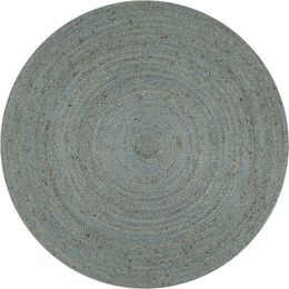 Bonnevie - Teppich,Fußmatte Handgefertigt Jute Rund 150 cm Olivgrün vidaXL