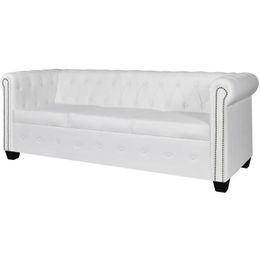 Chesterfield-Sofa 3-Sitzer Kunstleder Weiß vidaXL102522