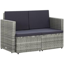 Bonnevie - 2-Sitzer-Gartensofa,Lounge-Sofa mit Auflagen Grau Poly Rattan vidaXL