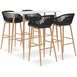 5-tlg. Bar-Set,Bartisch-Set Weiß und Schwarz vidaXL