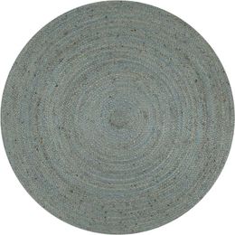 Bonnevie - Teppich,Fußmatte Handgefertigt Jute Rund 90 cm Olivgrün vidaXL