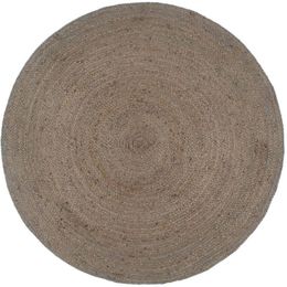 Bonnevie - Teppich,Fußmatte Handgefertigt Jute Rund 240 cm Grau vidaXL