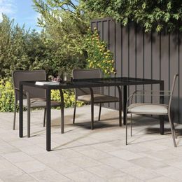 Gartentisch,Terrassentisch Schwarz 190x90x75 cm Gehärtetes Glas Poly Rattan vidaXL