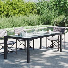 Bonnevie - Gartentisch,Terrassentisch Schwarz 190x90x75 cm Gehärtetes Glas Poly Rattan vidaXL