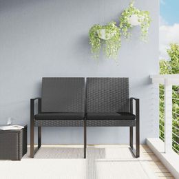 Gartenbank 2-Sitzer mit Kissen Dunkelgrau PP-Rattan Vidaxl Grau