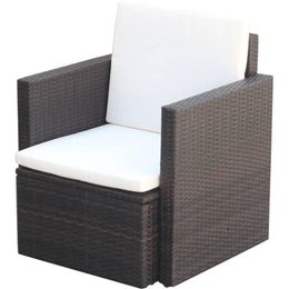 Gartenstuhl mit Polstern und Kissen Poly Rattan Braun Vidaxl Braun