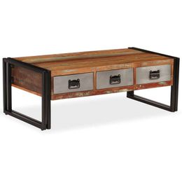 Bonnevie - Couchtische Kaffeetisch mit 3 Schubladen Altholz Massiv 100x50x35 cm vidaXL