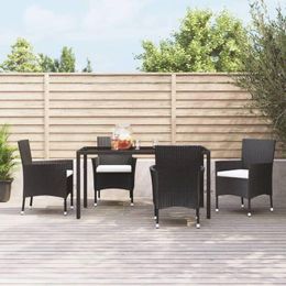 Bonnevie - Gartenstühle mit Kissen 4 Stk. Gartensessel Poly Rattan Schwarz vidaXL