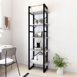 Bonnevie - Bücherregal,Standregal 5 Fächer Betongrau 60x30x175 cm Holzwerkstoff vidaXL