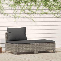 Bonnevie - 2-tlg. Garten-Lounge-Set,Gartenmöbel-Set mit Kissen Grau Poly Rattan vidaXL