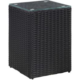 Vidaxl - Beistelltisch mit Glasplatte Schwarz 35x35x52 cm Poly Rattan Schwarz