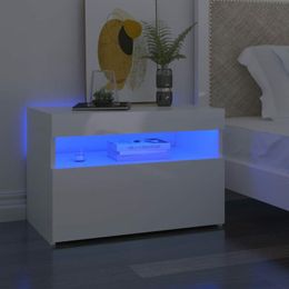 Bonnevie - Nachttisch mit LED-Leuchten Hochglanz-Weiß 60x35x40 cm vidaXL636155