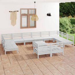 13-tlg. Garten-Lounge-Set Weiß Massivholz Kiefer vidaXL550653