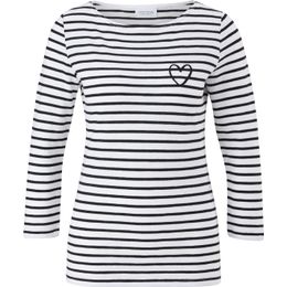 comma, CASUAL IDENTITY Shirt, 3/4-Ärmel, Streifen-Look, für Damen, weiß, 44