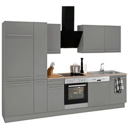 Optifit Küchenzeile Bern, Breite 300 cm, wahlweise mit E-Geräten, höhenverstellbare Füße, grau