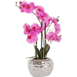 Kunstpflanze Orchidee Orchidee, LEONIQUE, Höhe 55 cm, Kunstorchidee, im Topf, lila|silberfarben