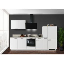 Kochstation Küchenzeile Scafa, vormontiert, mit höhenverstellbaren Füßen, vormontiert, wahlweise mit E-Geräten, mit Soft-Close, Breite 310 cm, weiß