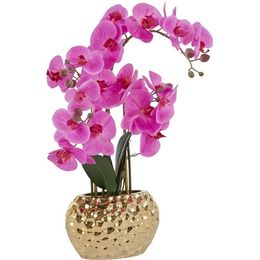 Kunstpflanze Orchidee Orchidee, LEONIQUE, Höhe 55 cm, Kunstorchidee, im Topf, goldfarben|lila