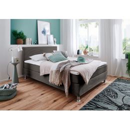 ATLANTIC HOME COLLECTION Boxbett Edison, inkl. Bonnellfederkern-Matratze und Topper, grau