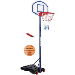 Hornet by Hudora Basketballständer Hornet 205 (Set, 3-St., Basketballständer mit Ball und Pumpe), mobil, höhenverstellbar bis 205 cm, blau|weiß