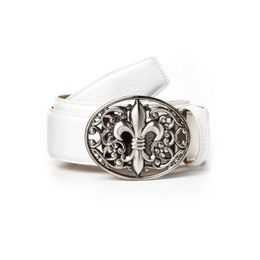 Anthoni Crown Ledergürtel in weiß mit Lilien Schließe, weiß