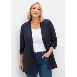 sheego Longblazer Große Größen mit Schalkragen und gerafftem 3/4-Arm, blau