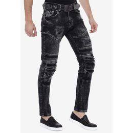 Cipo & Baxx Cipo & Baxx Slim-fit-Jeans im Used-Destroyed-Look in Straight Fit, grau|schwarz