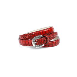 Anthoni Crown Ledergürtel mit Krokomuster, dekorative Schließe, rot