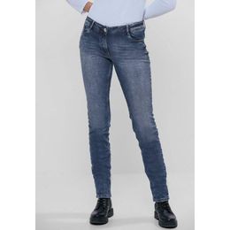 Cecil 5-Pocket-Jeans Scarlett mit Elasthan und toller Waschung, blau