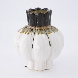 TK Maxx Weiße und braune Vase in Knoblauchform 21x17cm