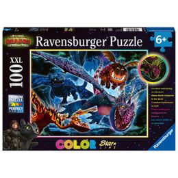 RAVENSBURGER VERLAG Ravensburger Kinderpuzzle - 13710 Leuchtende Dragons - Dragons-Leuchtpuzzle für Kinder ab 6 Jahren, mit 100 Teilen im XXL-Format, Leuchtet im Dunkeln