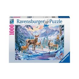 RAVENSBURGER VERLAG Puzzle REHE UND HIRSCHE IM WINTER (1000 Teile)