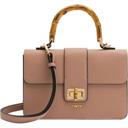 L.Credi Henkeltasche, Twist-Lock, Emblem, für Damen, beige