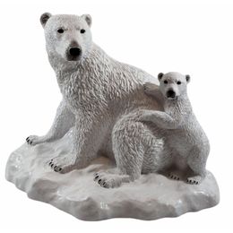 Castagna Tierfigur Figur Großer Eisbär mit Eisbär Baby auf Eisbrocken sitzend Kollektion Castagna aus Resin H 22 cm