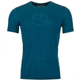 Ortovox - 120 Cool Tec Mountain Logo T-Shirt - Merinoshirt Gr S blau