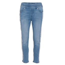 Sarah Kern Röhrenjeans Slim-Fit-Jeans koerpernah mit Metallplättchen +Fransen